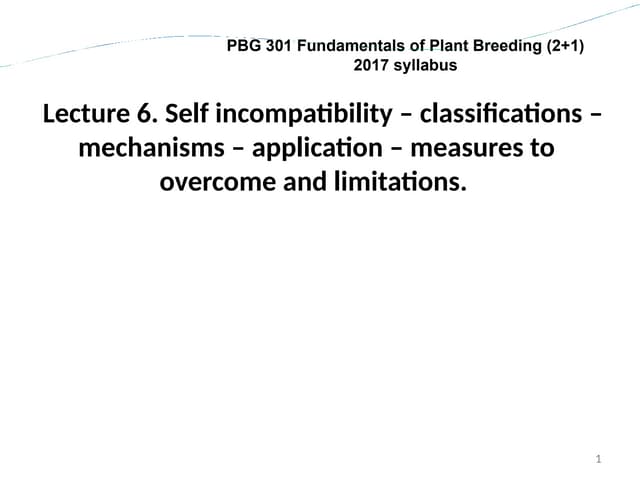 Self incompatibility in Plants | PPTX