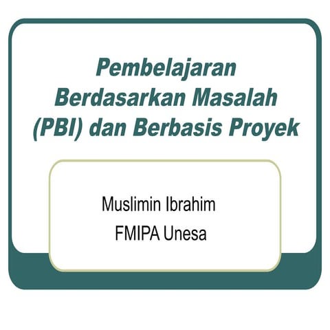 problem based learning model pembelajaran.ppt