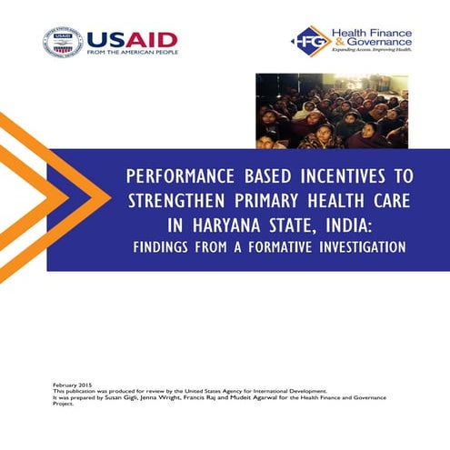 Performance Based Incentives to Strengthen Primary Health Care in ...
