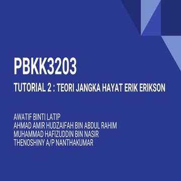 EDUP3103 : TEORI PSIKOSOSIAL ERIK ERIKSON | PDF