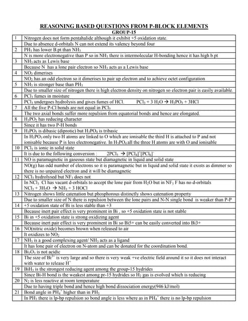 Chapter 7 the p block elements | PDF