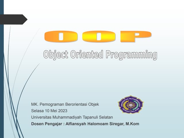 Pemograman Berorientasi Objek Oop Chapter 1d Pptx