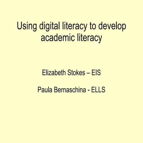 Using digital literacy to develop academic literacy | PPT | Educational ...