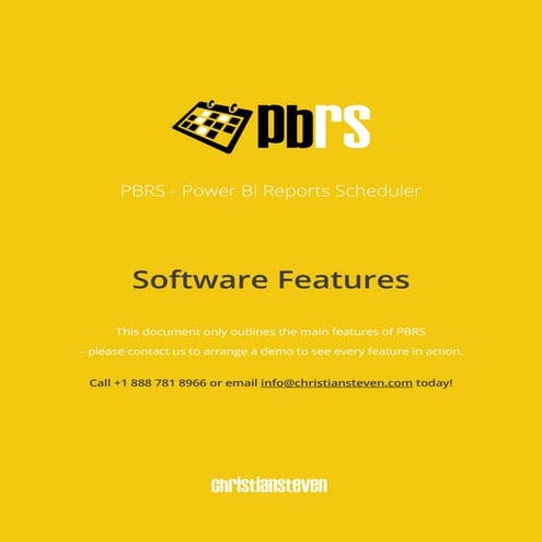Software Features: PBRS Power BI Reports Scheduler | PDF