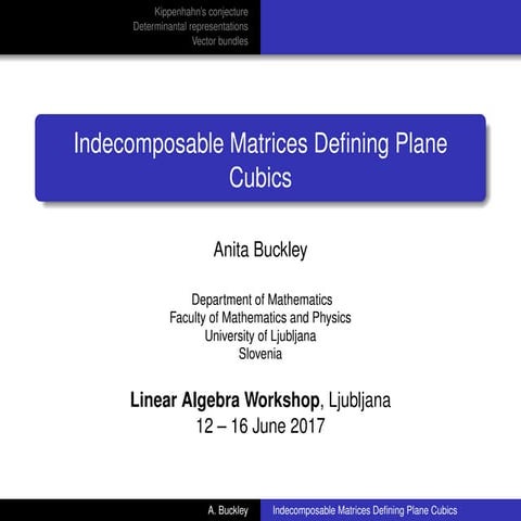 Indecomposable Matrices Defining Plane Cubics | PDF