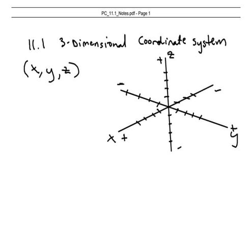 Pc 11.1 Notes 3D Coordinate System | PDF