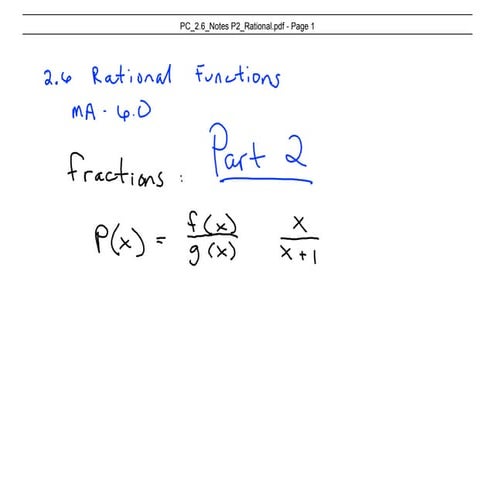 Pc 2.6 Notes P2 Rational Functions | PDF