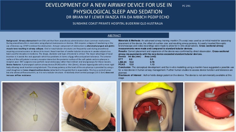 New Pharyngeal Airway Cushion Device (PCAD) Poster WCA Aug 2016