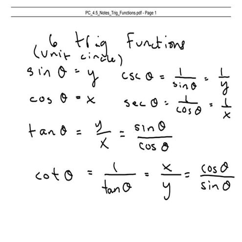 Pc 4.5 Notes Trig Functions | PDF | Physics | Science