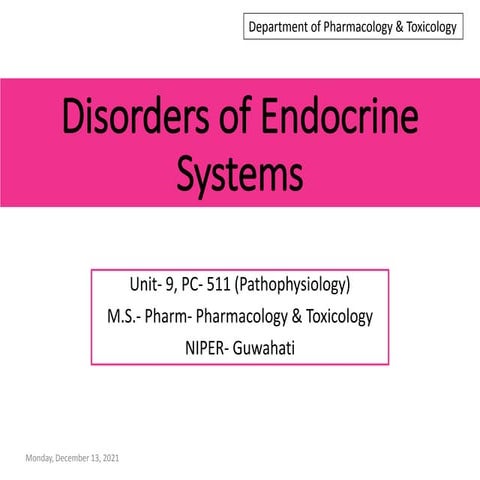 Pathophysiology of endocrine disorders | PPTX
