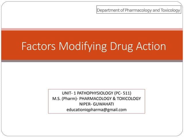 Dr.Lavanya - Factors modifying drug effect | PPTX