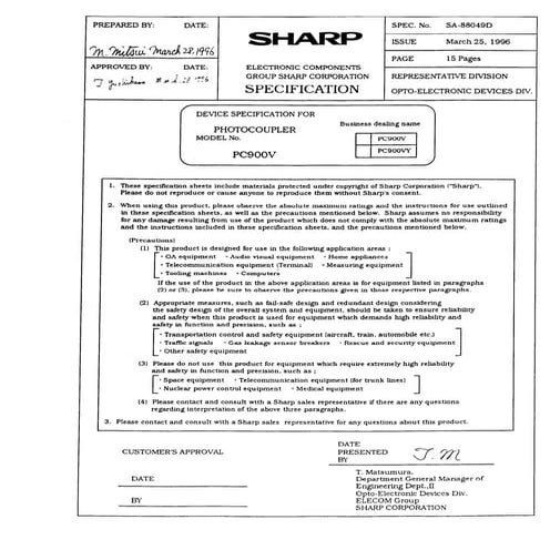 Original Opto PC900V PC900 900 DIP-6 New SHARP | PDF
