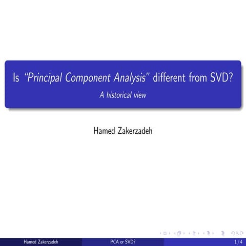 Is “Principal Component Analysis” different from SVD? | PDF