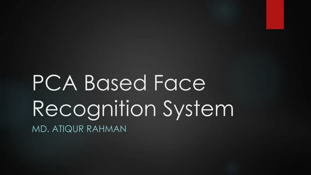 Face Recognition using PCA-Principal Component Analysis using MATLAB | PPTX