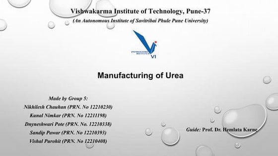 Urea manufacturing process | PPTX | Chemistry | Science