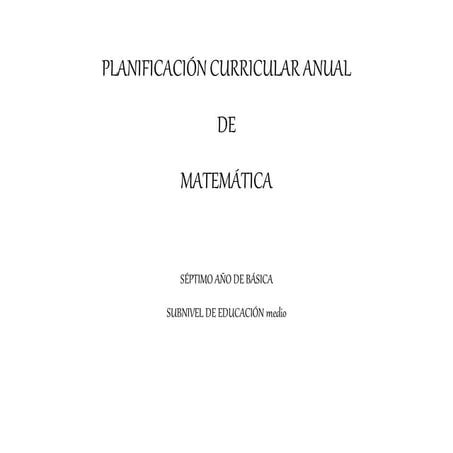 Pca séptimo matematicas | DOCX