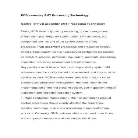 PCB assembly SMT Processing Technology - Hitech Circuits | DOC