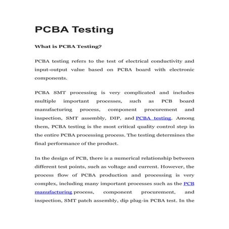 PCBA Testing--Hitech Circuits Co., Limited | DOCX | Technology & Computing