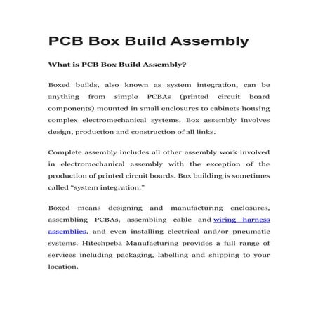 PCB Box Build Assembly -- Hitech Circuits | DOCX