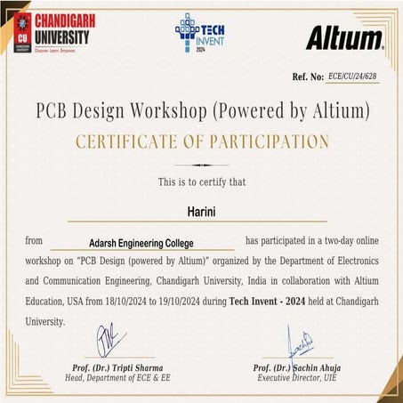 PCB Design Workshop Certificates.pdf sh fhn | PDF