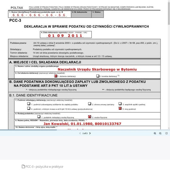 PCC-3 - pożyczka w praktyce | PDF