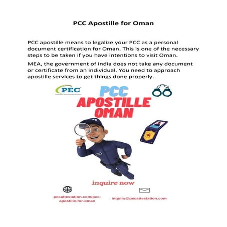 Pcc apostille for oman | PDF