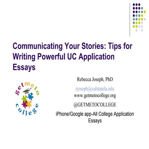 PCC Upward Bound University of California Personal Statement Workshop | PPT