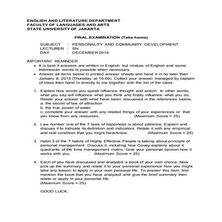 Pcd uas take home 2015 | PDF