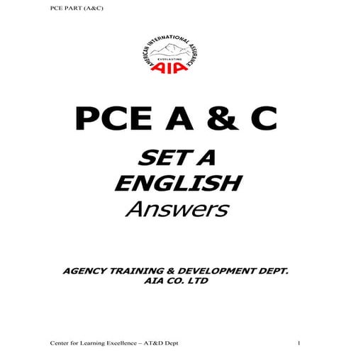 Pce set a answers | PDF