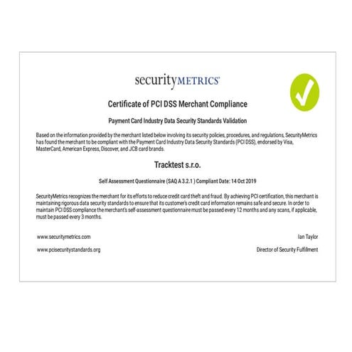 PCI compliance certificate 2019 | PPT