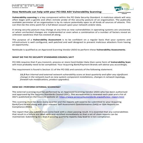 PCI DSS ASV Scanning from Nettitude | PDF