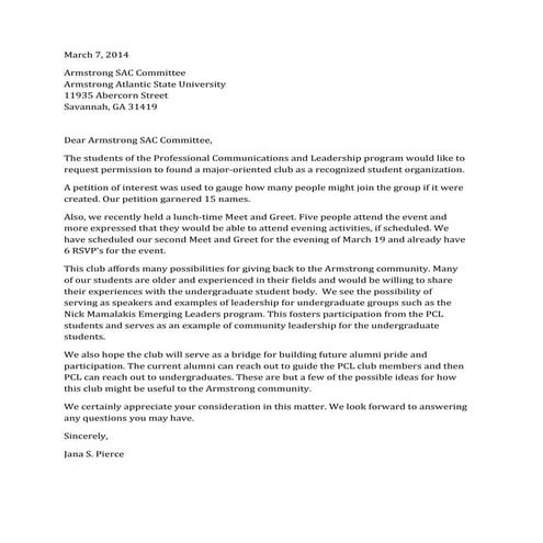 Pcl club letter | PDF