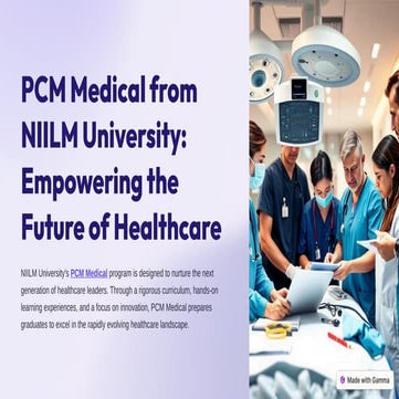PCM Medical from NIILM University: Empowering the Future of Healthcare ...