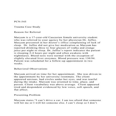 PCN-545Trauma Case StudyReason for ReferralMaryam .docx