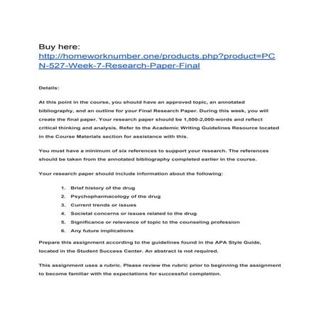PCN 527 Week 7 Research Paper Final | PDF
