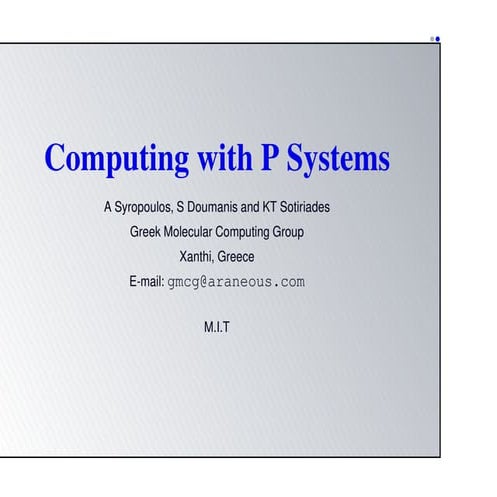 Computing with P systems | PDF