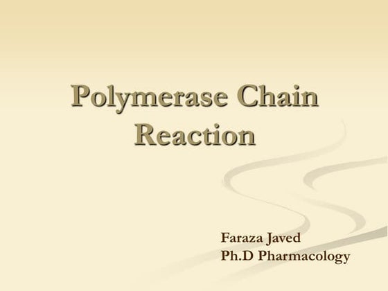 POLYMERASE CHAIN REACTION (PCR) | PPT