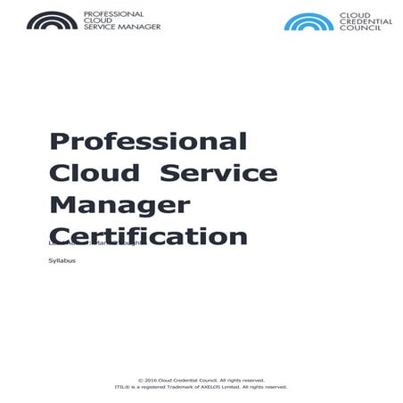 Professional Cloud Service Manager Certification Training Course | PPTX