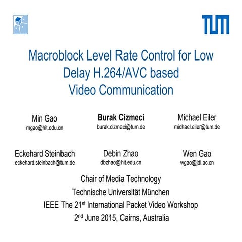 Macroblock Level Rate Control for Low Delay H.264/AVC based Video Communication | PPTX | Video ...