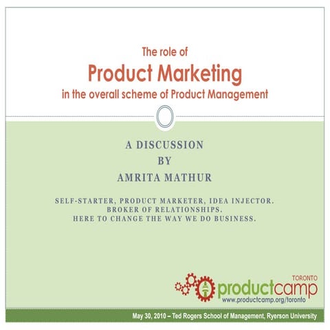 PCT2010 - Role of Product Marketing | PPTX