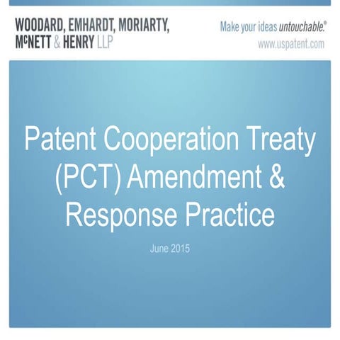 Patent Cooperation Treaty (PCT)- PCT How to Amend the Application as ...