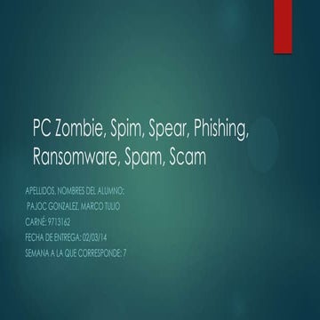 Pc zombie, spim, spear, phishing, ransomware, spam, scam | PPTX