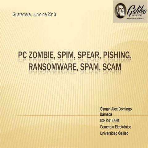 Pc zombie, spim, spear, phishing, ransomware, spam, scam | PPTX