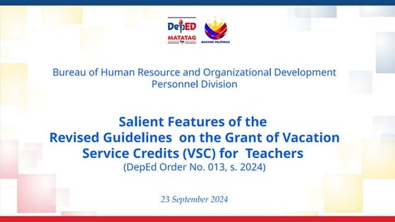 Policy guidelines on the grant of vacation service credits to teachers ...