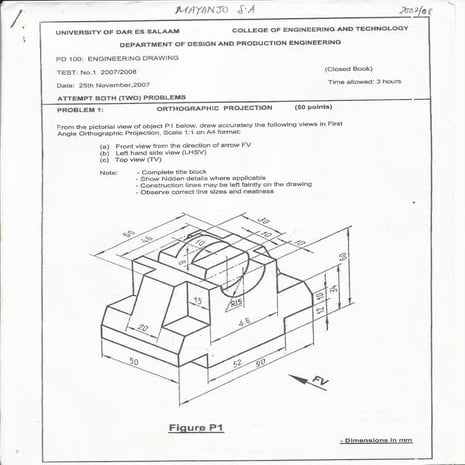 engineering drawing QUESTIONS paper | PDF