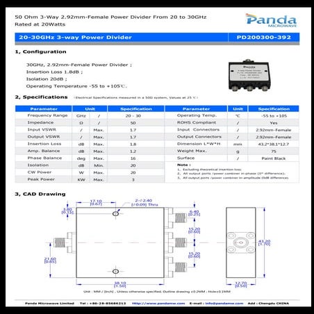20-30 GHz 3 way Power Divider | PDF