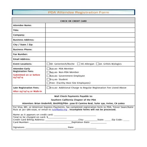 PDA Registration Forms- May 2014 | PDF
