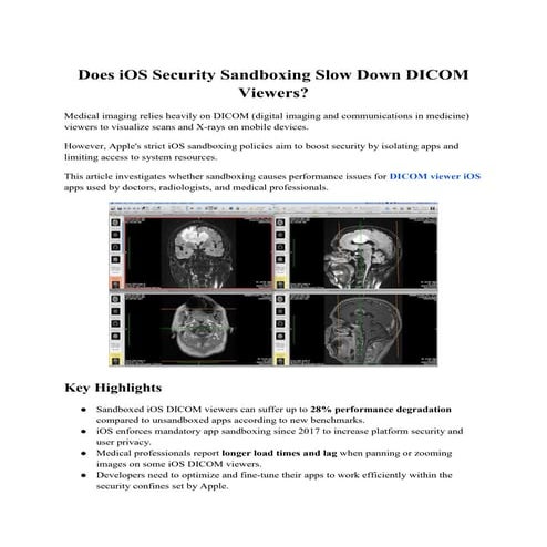 Does iOS Security Sandboxing Slow Down DICOM Viewers | PDF