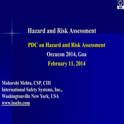 PDC on Hazard and Risk Assessment by Maharshi Mehta, ISS, Occucon | PPTX
