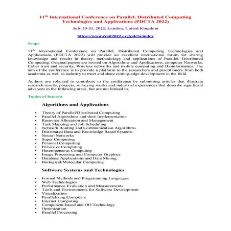 11 th International Conference on Parallel, Distributed Computing ...